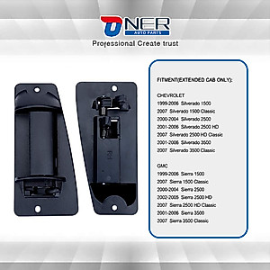 ONER Exterior Rear Left Driver and Right Passgenger Side Extended Cab Door Handle,Fit for 1999-2007 Chevy Silverado GMC Sierra 1500 2500 3500, Replaces# 15758171, 15758172