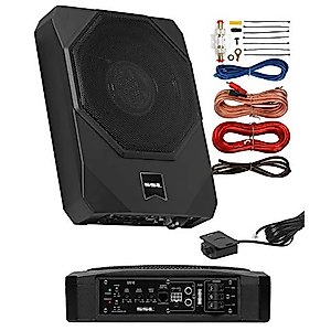 Sound Storm Laboratories US10K 10 Inch Under Seat Powered Car Audio Subwoofer - 1000 Watts Max, Low Profile, Built in Amplifier, for Truck, Boxes and Enclosures, Remote Subwoofer Control