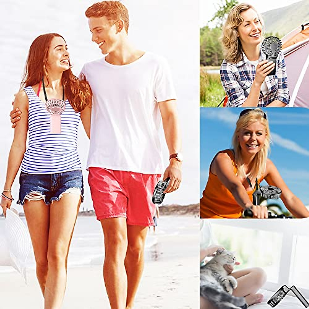 Handheld Fan Portable Rechargeable Fan Neck Hanging Fan Desktop USB Fan for Cooling And Heatstroke prevention (Led Power Display)