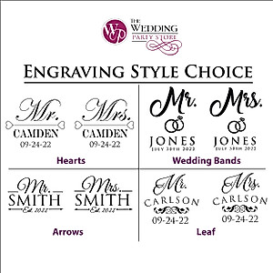 The Wedding Party Store, Mr and Mrs Wine Glasses - Personalized Engraved Wedding for Couples - Custom Monogrammed - Set of 2