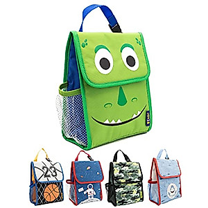 JOY2B Kids Lunch Bag - Insulated Dino Lunch Bag Kids with Water Bottle Holder - Reusable Snack Bags for Boys and Girls, Dinosaur Lunch Box Kids Perfect for School Camp Travel - Daring Dinosaur