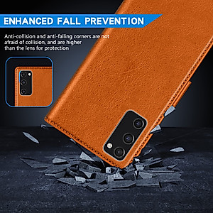 ZZXX for Samsung Galaxy S20 FE Wallet Case with [RFID Blocking] Card Slot Kickstand Magnetic Closure Leather Flip Fold Protective Phone Case for Samsung Galaxy S20 FE 5G Case Wallet(Brown-6.5 inch)