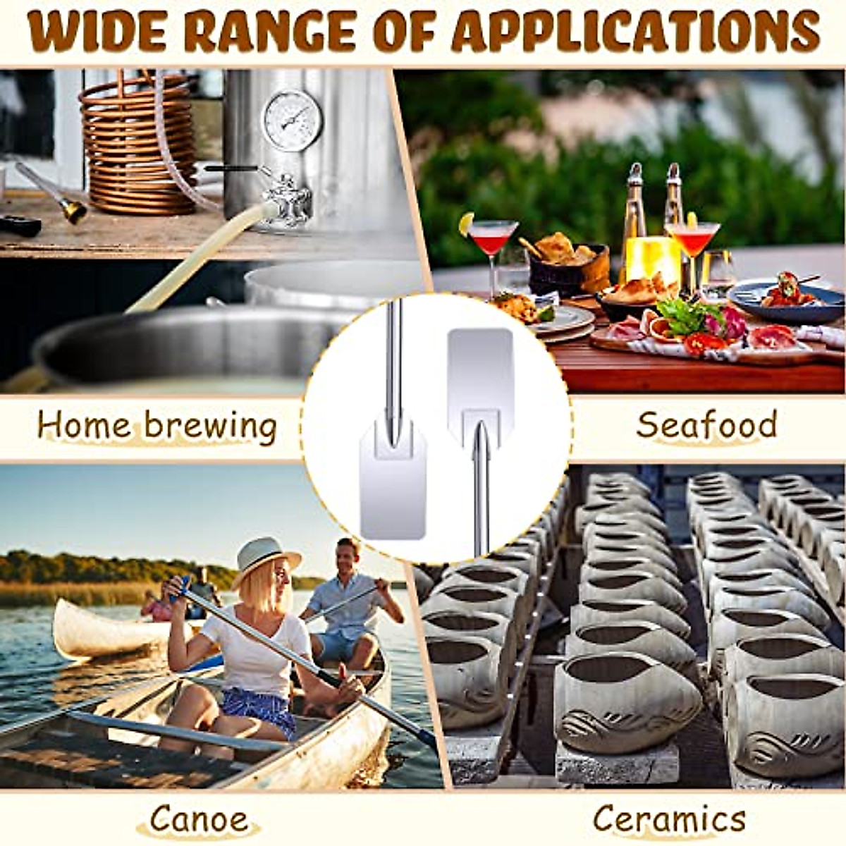 2 Pack Stainless Steel Crawfish Stirring Paddle for Lobster Shrimp Crab Seafood Boil Mixing, Long Stir Paddle Large Metal Paddle Stirrer for Batch Cooking Beer Brewing Accessories