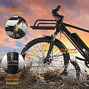 casulo Electric Bikes for Adult, 26'' Electric Bicycle Gift for Men, 350W Electric Trek ebike Bicycle for Adult Hybrid Road e Bike with 36V/10.4Ah Removable Battery