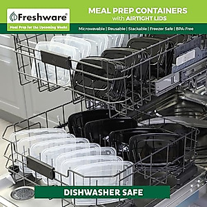 Freshware Meal Prep Containers [15 Pack] 1 Compartment Food Storage Containers with Lids, Bento Box, BPA Free, Stackable, Microwave/Dishwasher/Freezer Safe (28 oz)