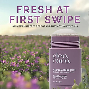 Cleo+Coco - Natural Deodorant - For Women & Men - Aluminum Free - Extra Strength - Activated Charcoal - 24hr Odor Protection - Vegan & Cruelty Free - PCR - Made in USA - Lavender Vanilla - 1.7oz