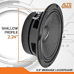 PRV AUDIO 6.5 Inch Shallow Midrange Speaker, 6MR200A, 200 Watts, 8 Ohm Shallow Mount Car Audio Slim Speaker, 1.5 in Voice Coil, Compact for Doors (Single)