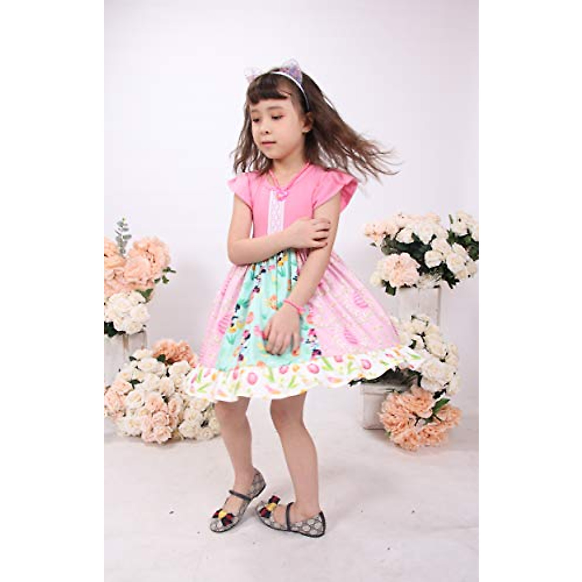 Baby Girls Spring Easter Minnie Mouse Panel Twirl Dress Pink Mint 18-24M/XS