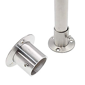 Stainless Steel Closet Rod Holder,ULIFESTAR Shower Curtain Rod Tension Rod Sockets Rod Flange Shelf Brackets,Heavy Duty Metal Shower Wardrobe Pole Holder Support,Brushed Finish 2 PCS (25mm/1'')