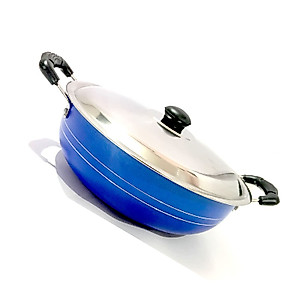 Non-Stick Coating Kadai / Fry Pan with Steel Lid 2.6 mm(Red) ,Valentine Day Gifts