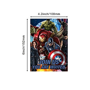 SUTRADHAR 24pcs Superhero Birthday Invitations,Superhero Party Invitations Birthday Party Supplies Decoration (Invitations5)