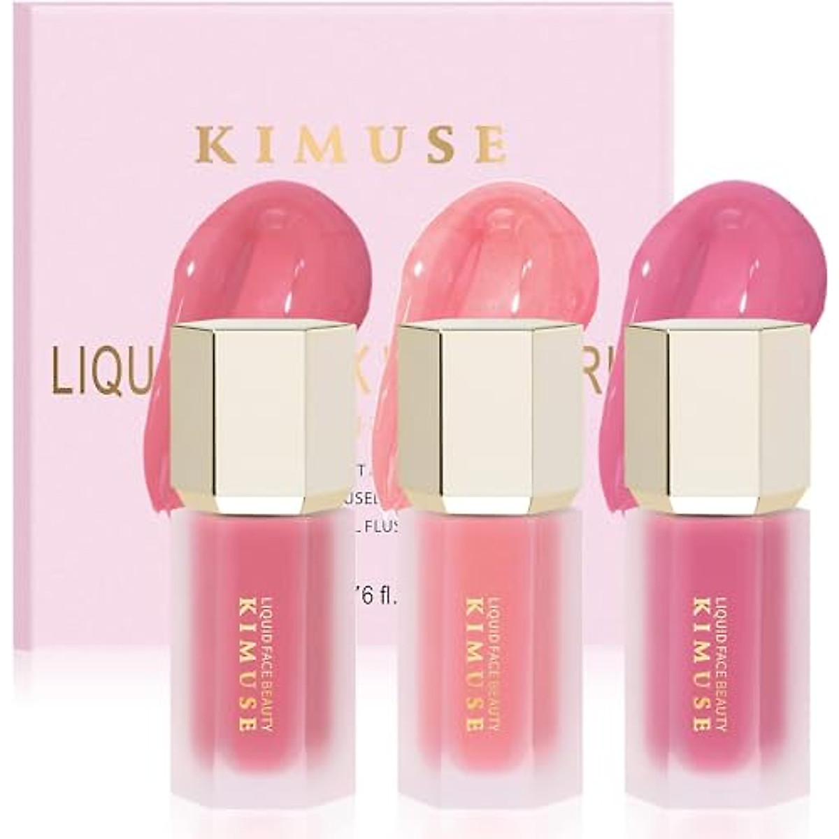 KIMUSE Soft Liquid Blush Makeup Trio, Weightless, Long-lasting Liquid Blush, Luxurious, Dewy Finish, Blends Effortlessly, Healthy Flush, 3 * 0.179 Oz