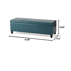 Christopher Knight Home Glouster PU Storage Ottoman, Teal 17. 50D x 51. 25W x 16. 25H