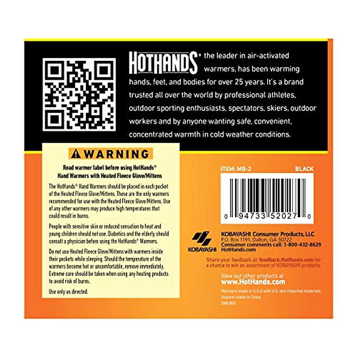 Hothands Large/Extra Large Fleece Glove Mitts, Black, Large/x-Large (MB2)