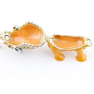 SEVENBEES Small Elephant Trinket Box - Hinged Enameled Jewelry Organizer with Unique Mini Ring and Earrings Compartments - Collectible Keepsake and Figurine for Home Decor - Mothers Day Gifts