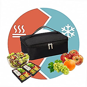 NATURAL STYLE Small Lunch Bag, Mini Portable Thermal Insulated Cooler Bag Lunch Box (Black)