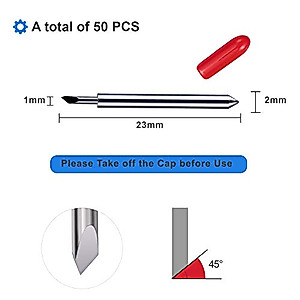 STREWEEK 50PCS Replacement Cutting Blades for Cricut Explore Air/Air 2/Air 3/Maker，45 Degree Standard Fine Point Blades for Most General Purpose Cutting