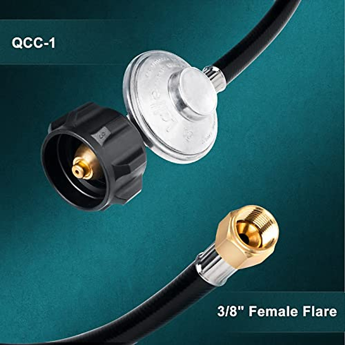 GASPRO 18FT Propane Hose Extension with 3/8" Female Flare on Both Ends and 6FT Propane Hose with Regulator for Gas Grill, Outdoor Heater, Camping Stove, Fire Pit, and More