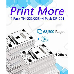 (Toner Set + Drum Set) Compatible TN221-225 Toner Cartridge and DR221CL Imaging Drum Unit Used for Brother HL-3140CW MFC-9130CW MFC-9140CDN DCP-9020CDN Laser Printer (Total 8-Pack), by EasyPrint
