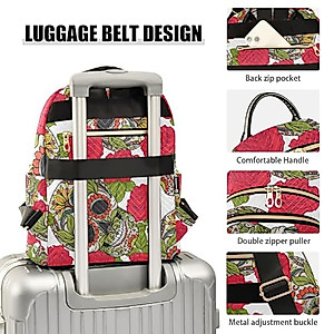 Yasala Halloween Women Backpack Sugar Skull Floral Rose Travel Bag Compact Daily Bag Diaper Bag