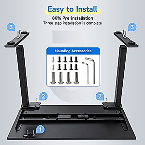 Soohow Electric Standing Desk 48 x 24 Inches Adjustable Height Desk, Dual Motor Stand Up Computer Desk, Black Tabletop (120 x 60 cm), Black Frame for Home Office