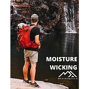 Merino Wool T-Shirt Mens - Short Sleeve Merino Wool Shirts for Men - Sport Merino Lightweight Base Layer Hiking Tshirt (Large, Coal Black)