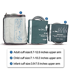 CONTEC Fully Automatic Blood Pressure Monitor Upper Arm Cuff 3 Mode 3 Cuffs Electronic Sphygmomanometer 300 Sets Memory