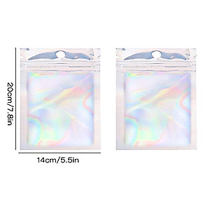 200 Pack Resealable Smell Proof Bags,Rocutus Foil Mylar Ziplick Bags,Flat Metallic Mylar Foil Bags for Party Favor Food Storage (14 x 20 cm/ 5.5 x 7.87 Inches)