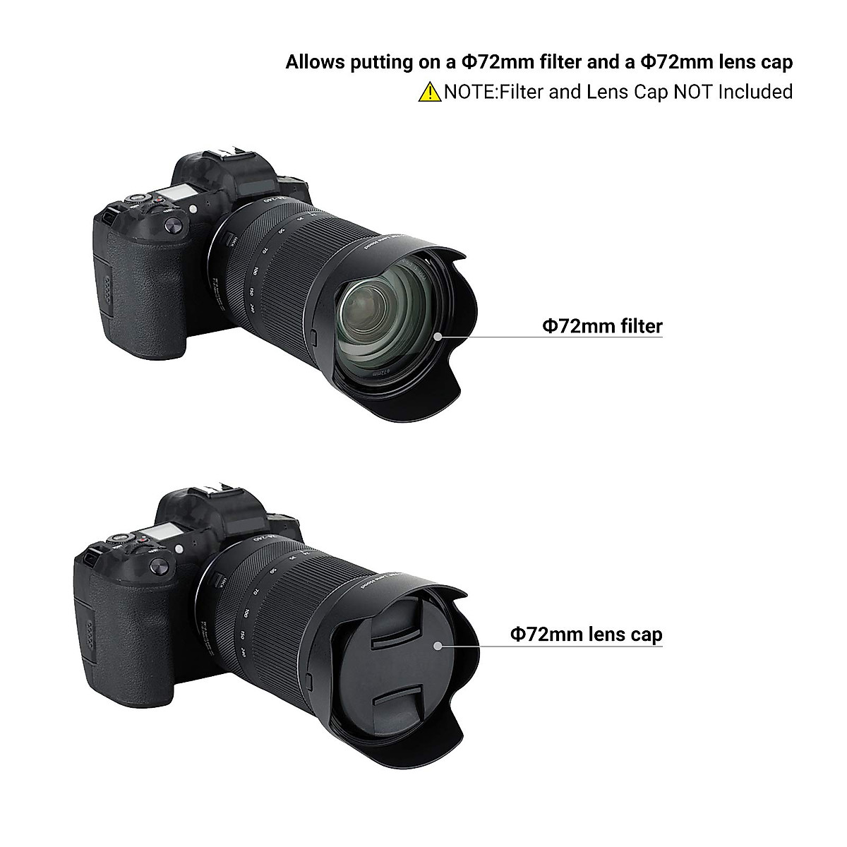 Lens Hood for Canon RF 24-240mm F4-6.3 IS USM on EOS R6 R5 RP R Camera, Reversible Lens Shade Replace Canon EW-78F Hood