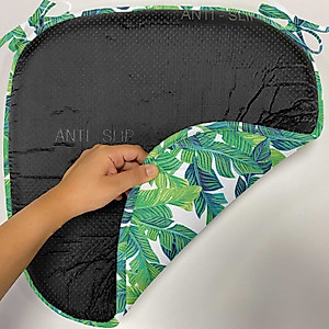 Ambesonne Banana Leaf Chair Seating Cushion Set of 8, Green Leaves of a Tropical Tree Brazilian Jungle Island Vegetation Art, Anti-Slip Seat Padding for Kitchen & Patio, 16"x16", White and Green