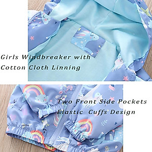 FEDPOP Toddler Fall Jackets Girls Spring Unicorn Windbreaker Outerwear Lightweight Coat Long Sleeve Casual Hoodie 2-8 Years