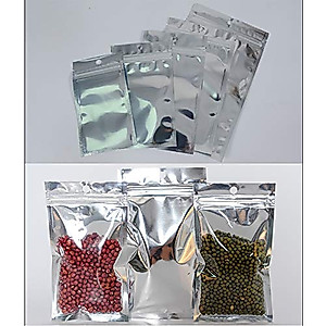 Mylar Bags, Sample Bags, 50Pcs Reusable Ziplock Bags, Sealable Heat Seal Bags, Aluminum Foil Packets for Bulk Food Storage Lock Plastic Bag Reclosable Pouch Zipper Lock Packaging Silver Mylar Bags