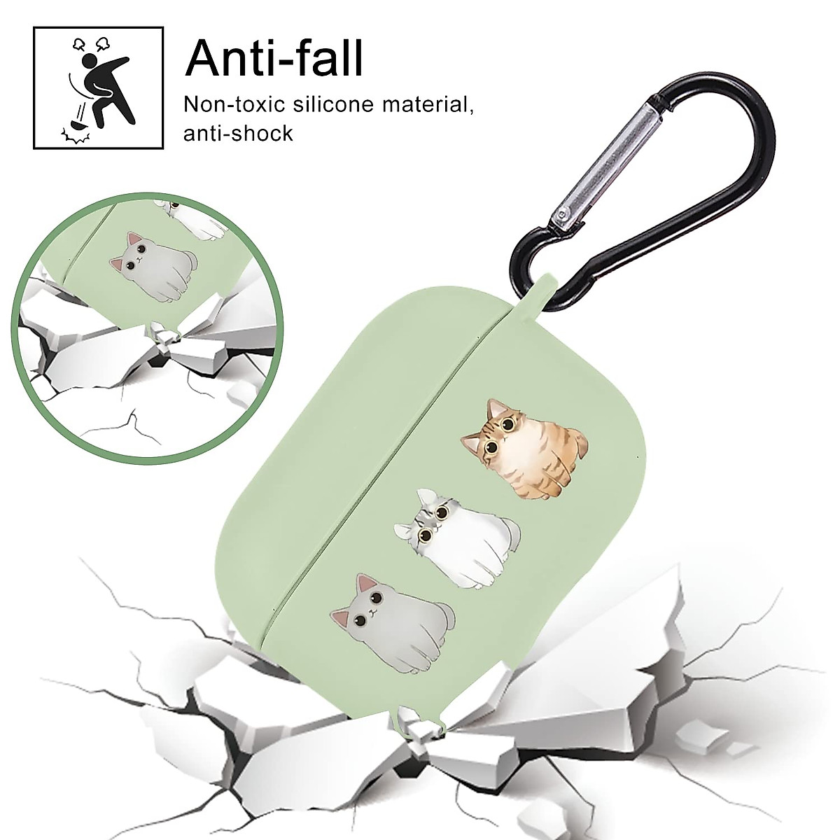 Three Cats 3 Case Compatible with Airpods Pro Clear Soft TPU, Supports Wireless Charging Shockproof Protective Cover for Airpods Pro