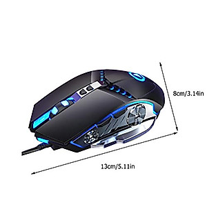 Silent Gaming Mice Mice Portable PC Silent Wired RGB Gaming with 7 Color Backlight PC Computer Gaming Mice for Windows PC Gamers (Black) Mouses Portable Pc Office Pc