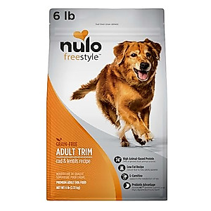 Nulo Freestyle Adult Trim Formula Grain-Free Weight Management Dry Kibble Dog Food With Healthy Digestive Aid BC30 Probiotic and L-Carnitine, Cod & Lentils, 6 Pound Bag