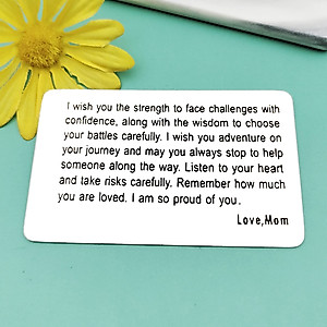 Inspirational Gift from Mom Metal Wallet Insert Card to My Son Gift Daughter Gift Encouragement Gift for Teen Girl Boy Family Gifts Engraved Wallet Insert Card Birthday Graduation Gift Jewelry
