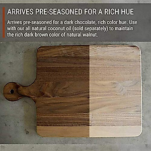 Made in USA Walnut Cutting Board by Virginia Boys Kitchens - Butcher Block made from Sustainable Hardwood (Handle - 10x16)