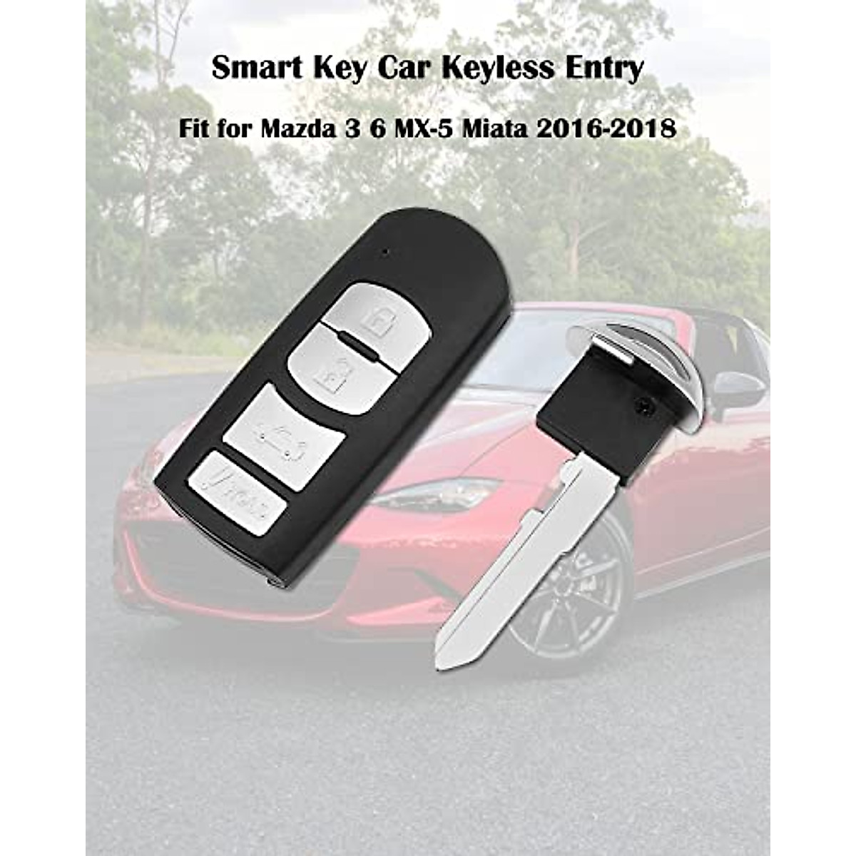 Smart Remote Key Fob for Mazda 3 6 Miata MX-5 2014-2019 FCC ID WAZSKE13D01, Replace BBY2-67-5RY BBY2675RY