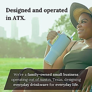 Practical Pours 40 oz Tumbler with Handle and Straw Lid | Reusable Stainless Steel Water Bottle Travel Mug Cupholder Friendly | Mother's Day Gifts for Women Men Him Her | Lavender Purple, 40oz