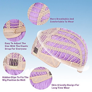 eNilecor Purple Wig, Short Colored Wigs Bob Wig for Women, Natural Wavy Colorful 14 Inch Middle Part Synthetic Wig for Cosplay Party Costume（lavender Purple）