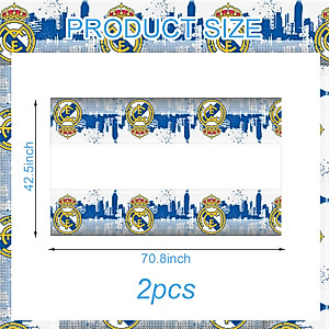 deenor 2Pack Rea Madrid Tablecloth Disposable Tablecover Birthday Party Supplies and Decorations for Kid Boy Baby Shower Rectangle Tables 70"X42"