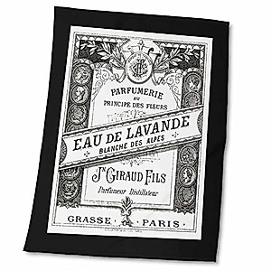 3dRose - Florene French Vintage - Image O Vintage F Paris Perfume Label in Black and White - Towels (twl-223065-2)