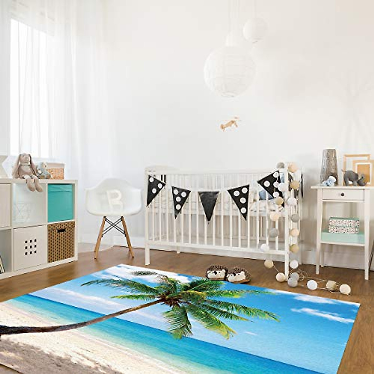 Fantasy Staring Area Rugs for Living Room & Bedroom, Palm Trees Tropical Summer Season Non-Slip Modern Carpet Children Playroom Soft Carpet Floor Mat Home Decor 2' x 3'