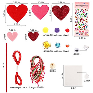 Valentines Day Crafts for Kids - 361PCS DIY Valentines Heart Craft Set for School Gift, 108 Hearts, 50 Googly Eyes, 60 Pom Poms, 36 Wooden Beads, Craft Supplies for Valentines Party Favor Decoration