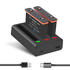 REYTRIC 2-Pack ONE X3 Batteries and 3-Channel USB Charger for Insta360 ONE X3 Action Camera