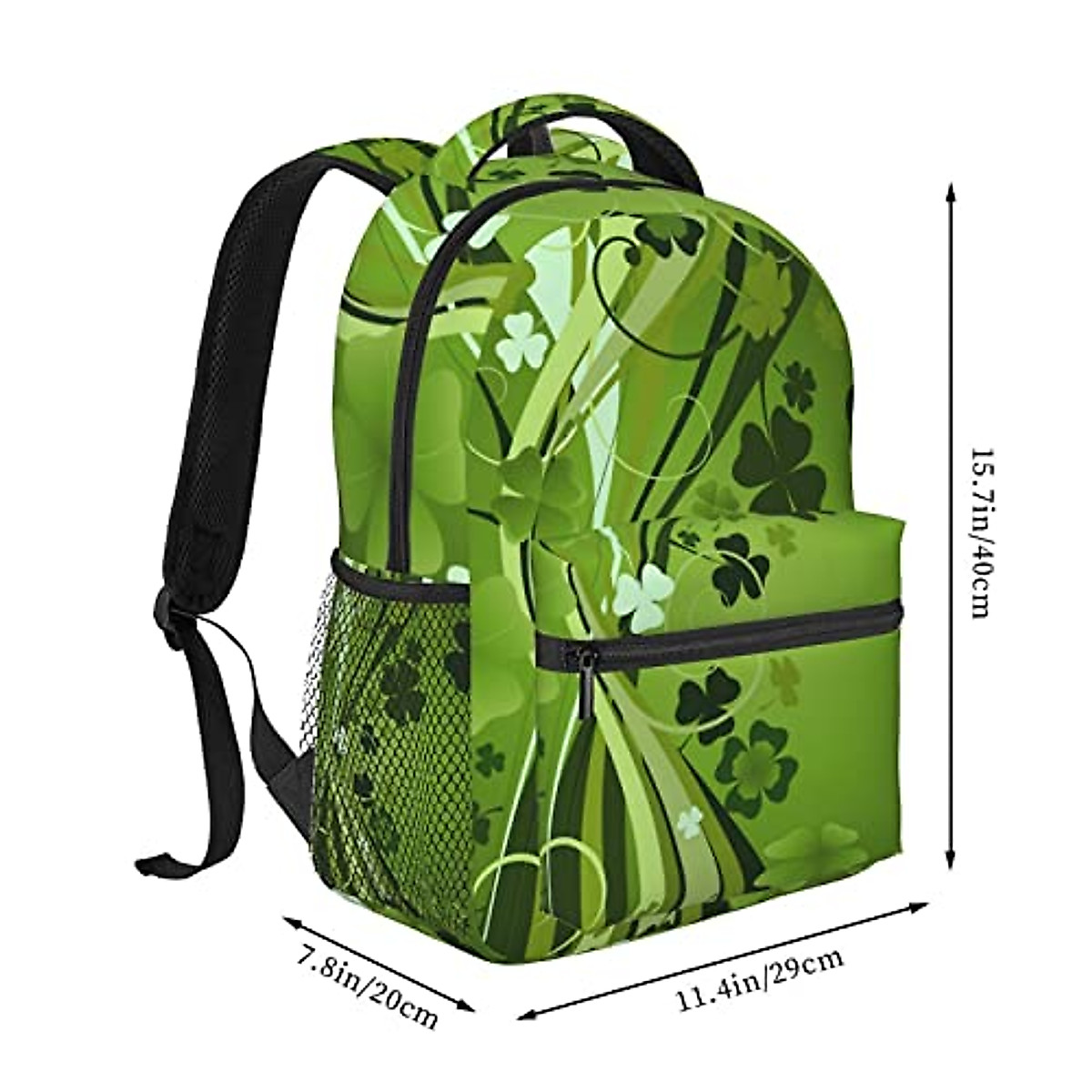 ROSIHODE St. Patrick's Day Shamrocks Backpack School Bookbag for Boys Girls Computer Backpacks Travel Hiking Camping Daypack