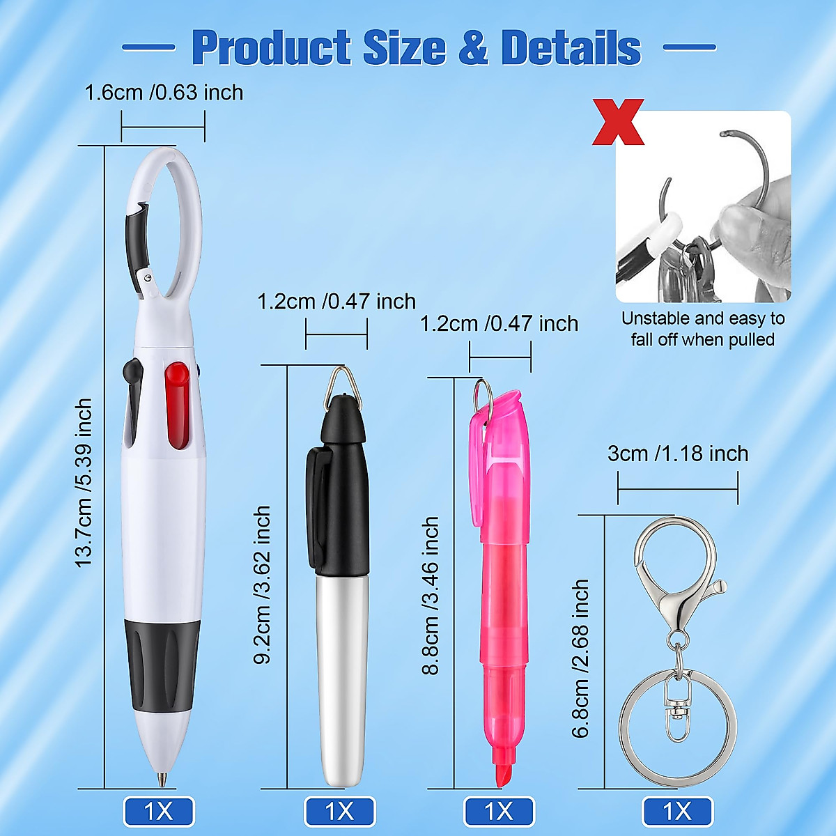 Enhon 6 Pack Nurse Tools Set, 2 Rechargeable LED Pen Lights with Two Sources and Pupil Gauge, One 6'' Trauma Bandage Shear and 3 Mini Highlighter Nurse Pen for Nurse, Nursing Student, Doctor (Black)