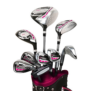 Powerbilt Pro Power Petite Golf Clubs for Women Right Handed, Complete Golf Club Set with 460cc Driver, Fairway Wood, Hybrid, Irons, Blade Putter, Stand Bag, Head Covers
