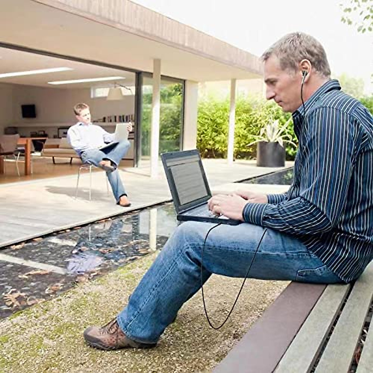 TRYING Long Cord Earplug Headphones for TV Watching and Monitoring, with Microphone Call Controller,Noise Cancelling Music Headphones，3.5mm Wired Earbuds Computer Voice Headset (with Microphone)