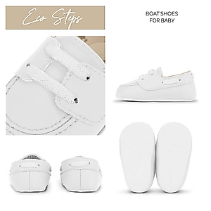 JuJuBe Boat Shoes for Babies & Infants, Slip On Infant Boat Shoe, Machine Washable Stain Resistant Vegan Leather Baby Shoes, Soft Sole, Baby Boy/Baby Girl Shoes, Topsider, Snowy White - 6-9 Months